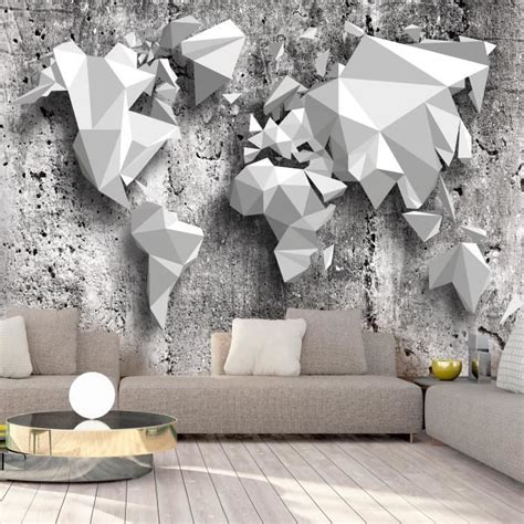 Papier peint intissé Carte du monde World Map Origami taille 200 x