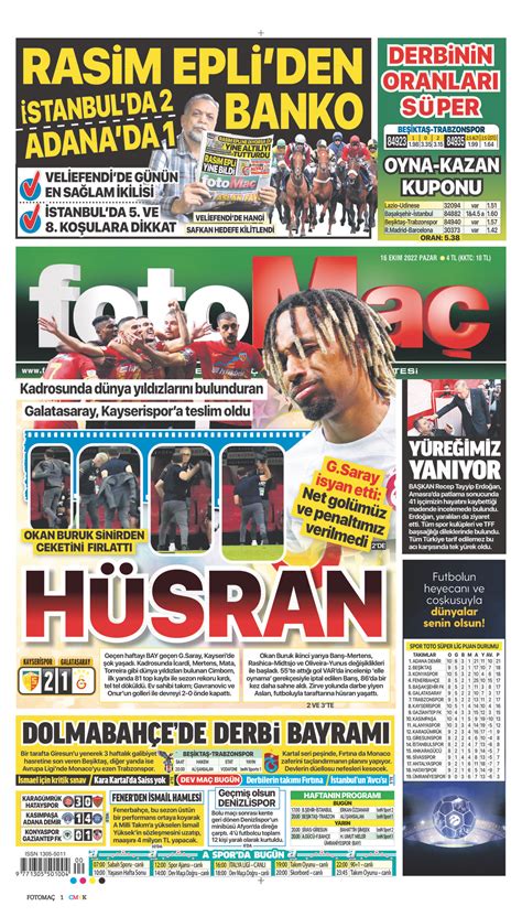 16 Ekim 2022 tarihli Fotomaç Gazete Manşetleri