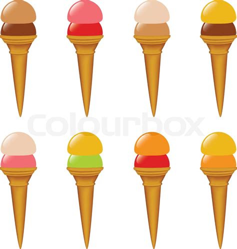 Satz Von Acht Eis Mit Verschiedenen Farben Stock Vektor Colourbox