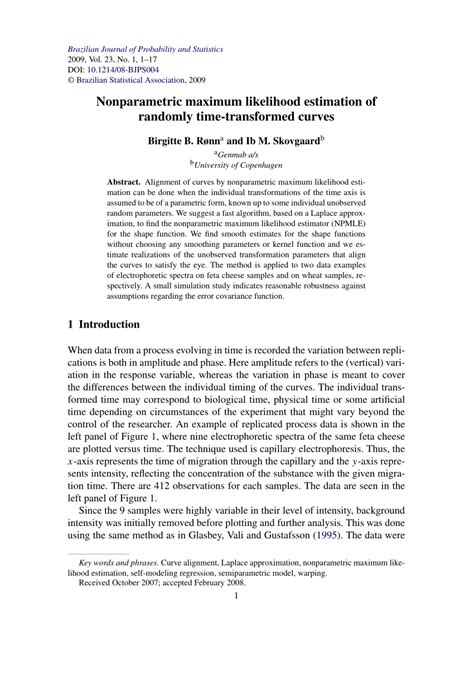 pdf nonparametric maximum likelihood estimation of randomly time transformed curves