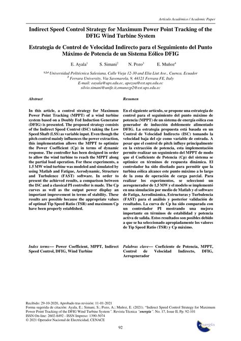 pdf indirect speed control strategy for maximum power point tracking of the dfig wind turbine