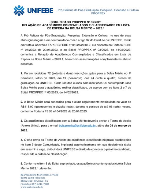 Preenchível Disponível Pr Reitoria de Ps Graduao Pesquisa Extenso e