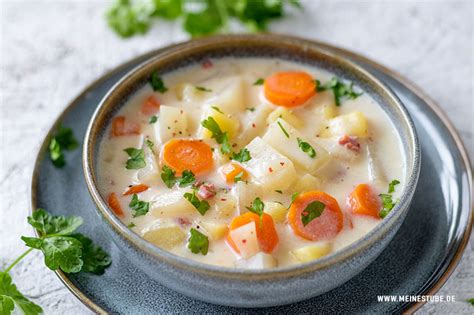 Kohlrabi Eintopf mit Kartoffeln Möhren und Schinkenwürfel Meinestube