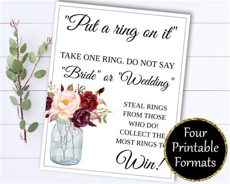 Put A Ring On It Bridal Shower Games Dont Say Bride Ring Game Dont Say