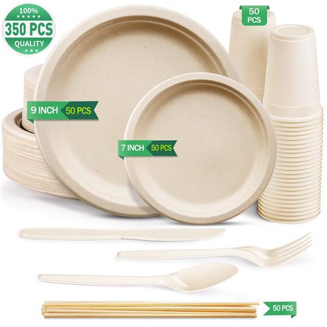 Gezond Compostable Paper Plates Set Inch Inch Count Walmart