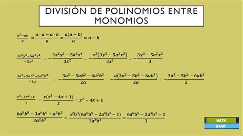 División de polinomios entre monomios YouTube