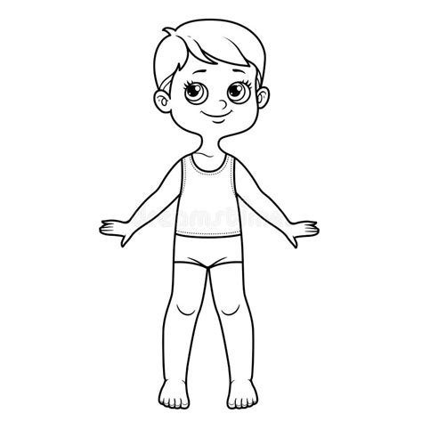 Niño De Caricatura Vestido Con Ropa Interior Delinea Para Colorear