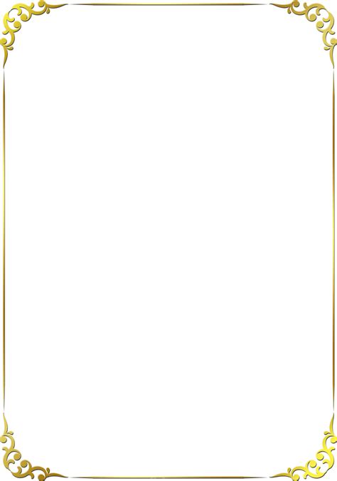 Bordure Dorée Format Papier A4 Floral PNG Bordure A4 Les Frontières