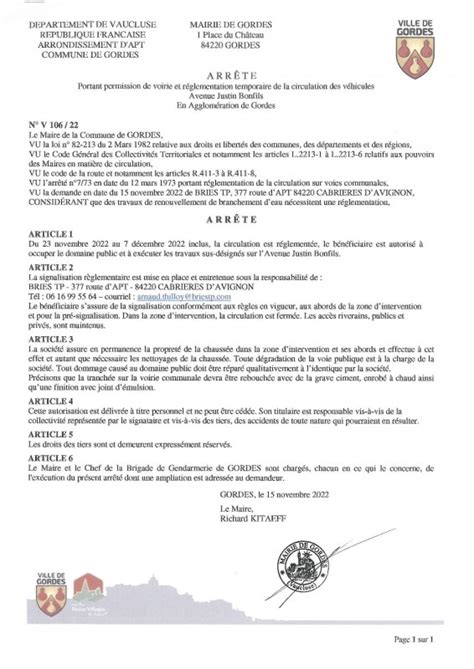Arr T Municipal Portant Permission De Voirie Et R Glement Temporaire