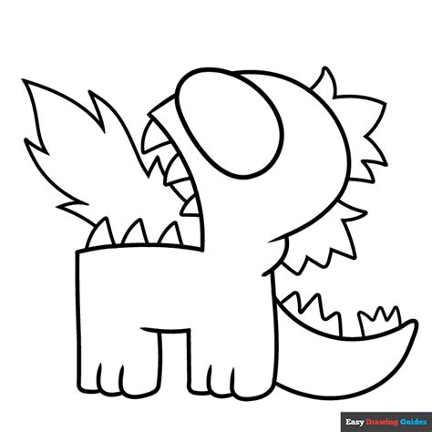Among Us Godzilla Coloring Page Easy Drawing Guides