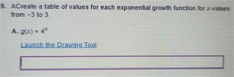 Solved Acreate A Table Of Values For Each Exponential Growth