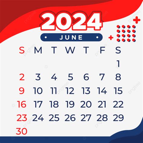 Diseño De Calendario De Junio De 2024 Vector PNG dibujos Junio 2024