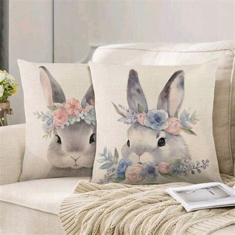 Poszewki na poduszki 45x45 wielkanocne zające zestaw 2 sztuki posz 64