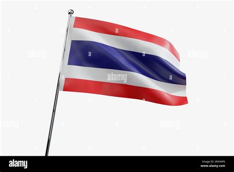 Thailand Waving Fabric Flag Isolated On White Background D