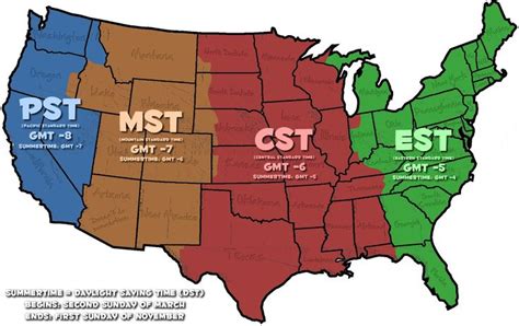 Easy Printable Us Time Zone Map