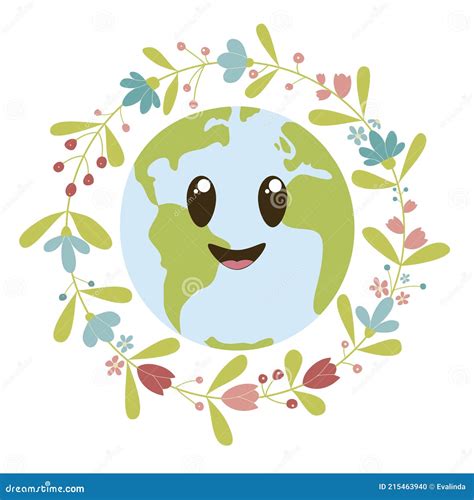 Lindo Planeta Tierra Con Corona De Flores Stock De Ilustraci N
