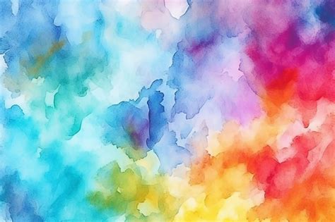 Pintura Acuarela De Un Fondo Colorido Con Un Arco Iris Foto Premium