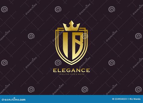 Initial IB Elegant Luxury Monogram Logo Or Badge Template With Scrolls
