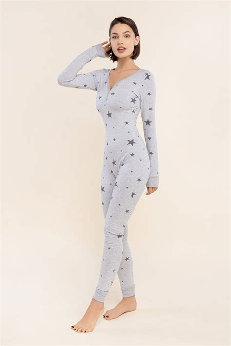 Pajama With Open Butt Flap Sexy Sleep Suit Grey Big Star Etsy UK