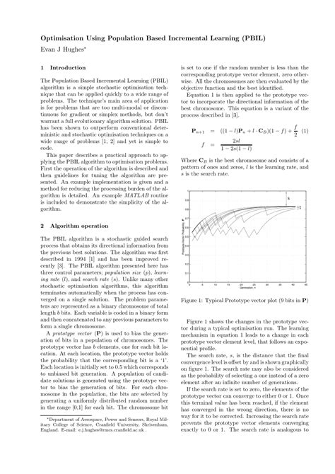 pdf optimisation using population based incremental learning pbil