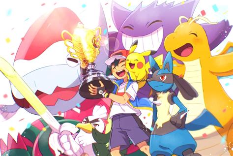 Pikachu Ash Ketchum Lucario Gengar Dragonite And 2 More Pokemon