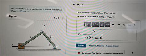 Solved The Vertical Force P Is Applied To The Two Bar Chegg