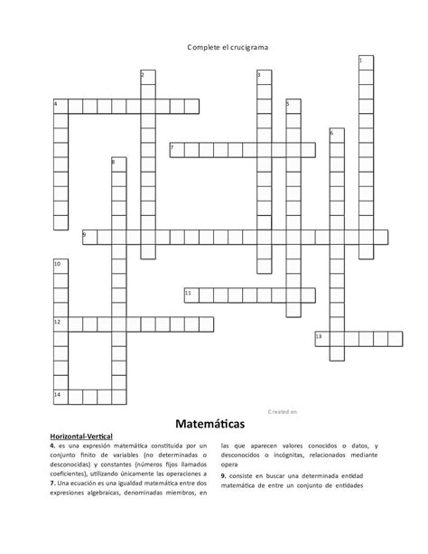 Calaméo Matematicas Crucigrama