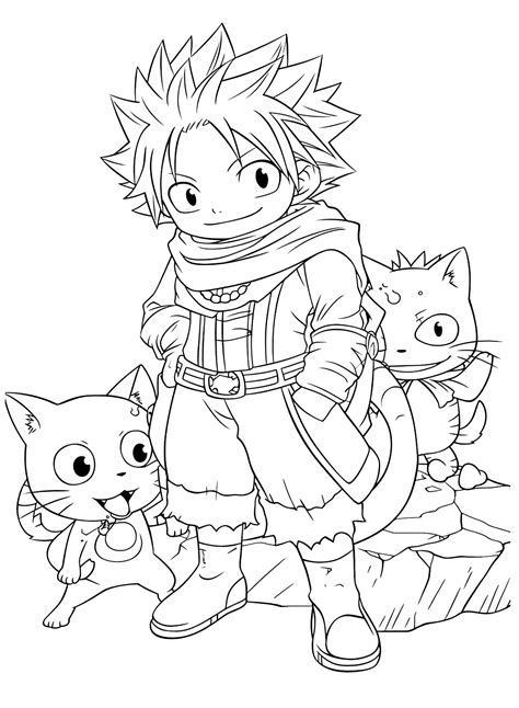 Natsu Dragneel With Friends Coloring Page Free Printable Coloring Pages
