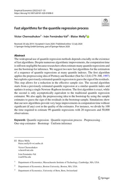 pdf fast algorithms for the quantile regression process