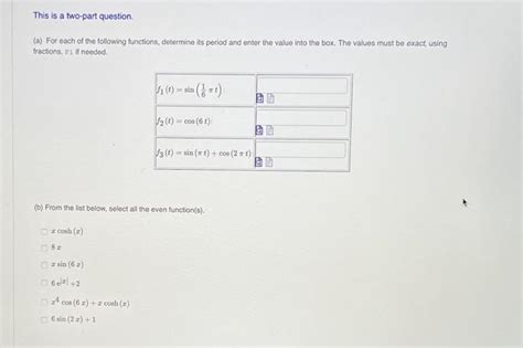 solved a for each of the following functions determine