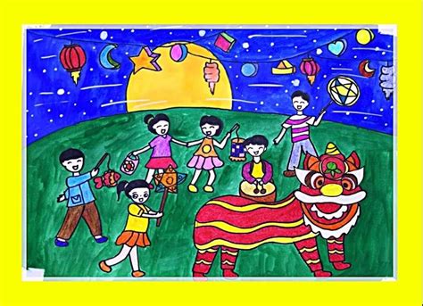 Những bức hình vẽ tranh đề tài lễ hội Tết Trung thu đơn giản mà đẹp