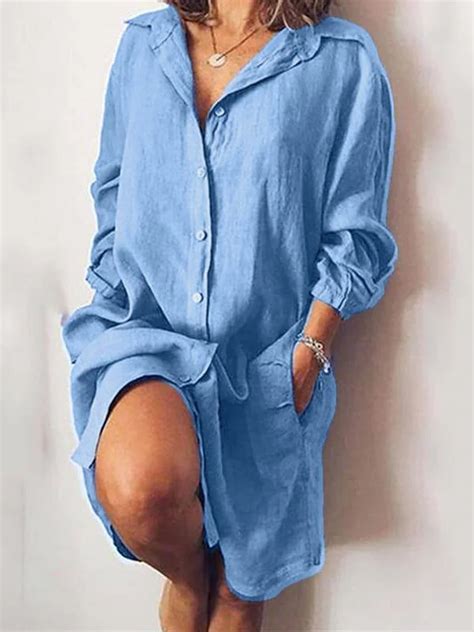 Robes Décontracté Plain Printemps Automne Naturel Aucune élasticité