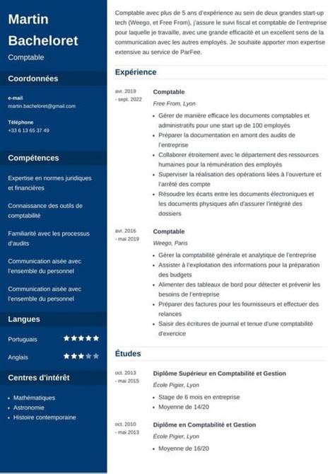 Mod Le De Cv Sans Photo Format Original Classique Moderne