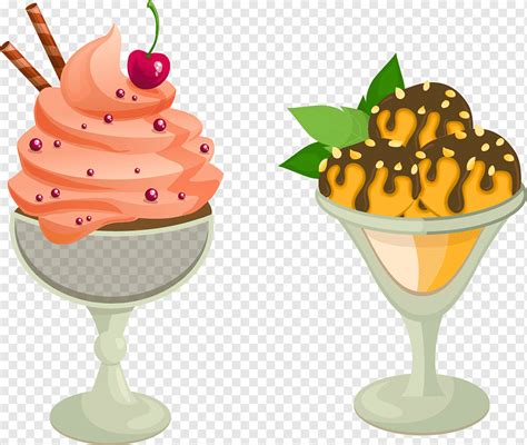 Ice Cream Cone Milkshake Sundae Es Krim Yang Dilukis Dengan Tangan