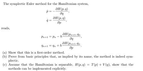 the symplectic euler method for the hamiltonian