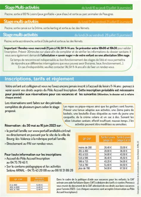 Inscription Accueil de loisirs ados vacances d été 2023 Ville de