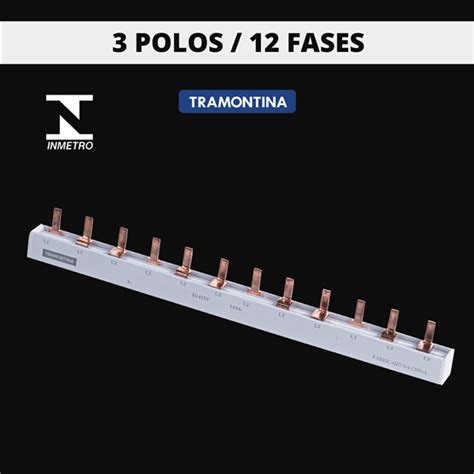 BARRAMENTO DIN EM TERMOPLASTICO TIPO PENTE 63A PINO METALICO 3 FASES 12