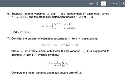 solved 6 suppose random variables x and y are independent
