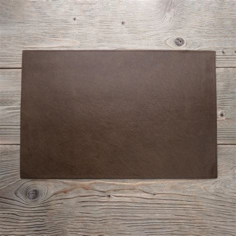 Rustic Brown Genuine Leather Rectangular Placemats Personalized