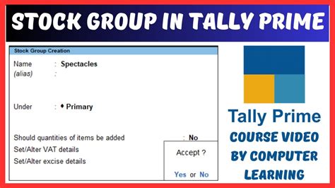 Tally Prime Me Stock Group Kaise Banaye How To Create Stock Group In