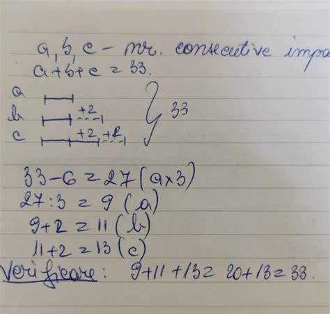 Suma A Trei Numere Consecutive Impare Este 33 Care Sunt Numerele Prin