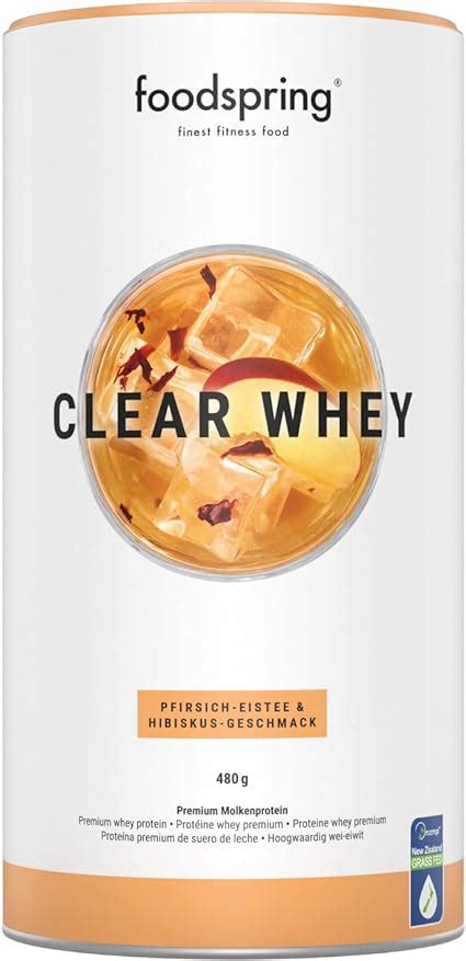 foodspring Clear Whey Thé Glacé Pêche Hibiscus 480g Shake protéiné