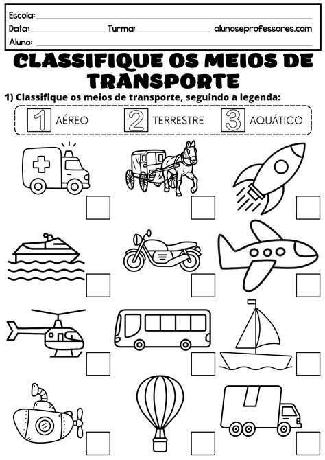 Atividades Sobre Meios De Transporte Para Imprimir Alunos E Professores