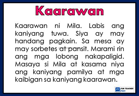 Tagalog Reading Passages Set 1 Fun Teacher Files