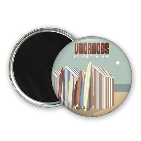 Magnet Rond Vacances En Bord De Mer Par Pauline Launay
