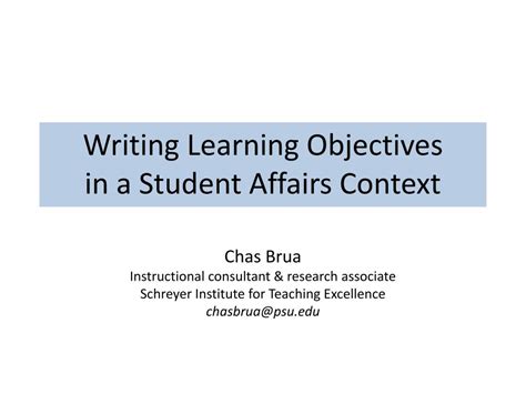 Ppt Writing Learning Objectives In A Student Affairs Context