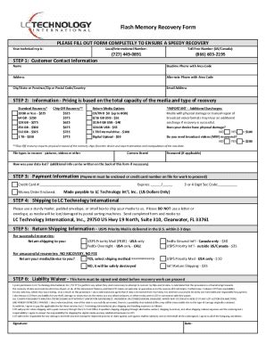 Fillable Online Data Recovery Information Request Form Vantage Fax