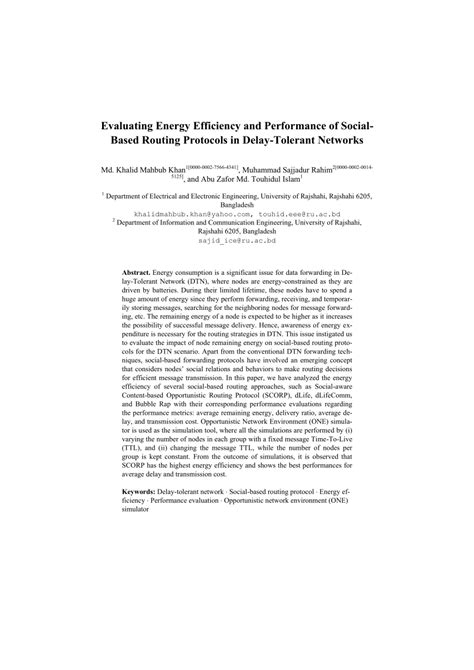 pdf evaluating energy efficiency and performance of social based routing protocols in delay