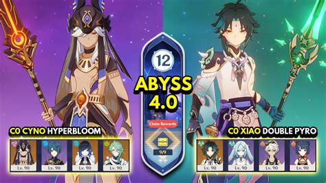 C0 Cyno Hyperbloom C0 Xiao Double Pyro Spiral Abyss 4 0 Floor 12 9
