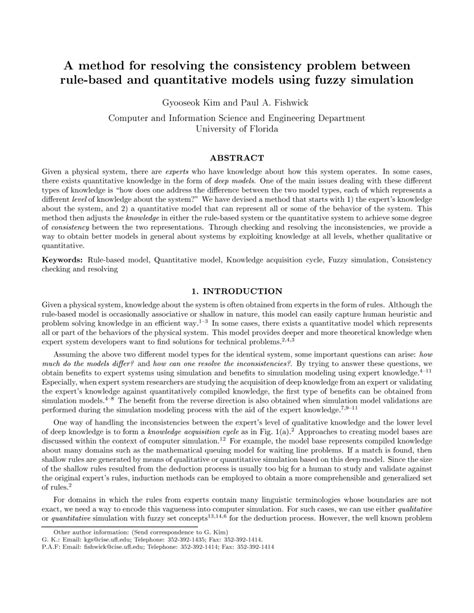 pdf a method for resolving the consistency problem between rule based and quantitative